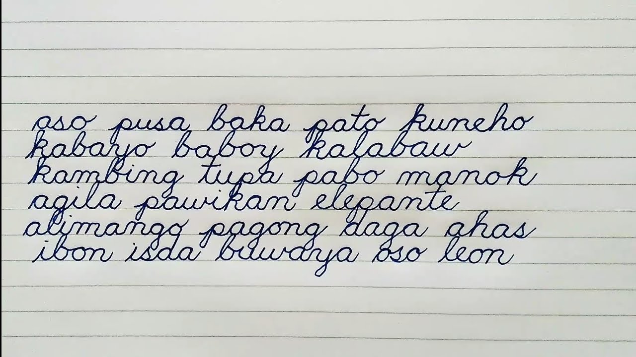 Iba't Ibang Uri Ng Hayop | Sulat Dikit Dikit | Cursive Writing For ...