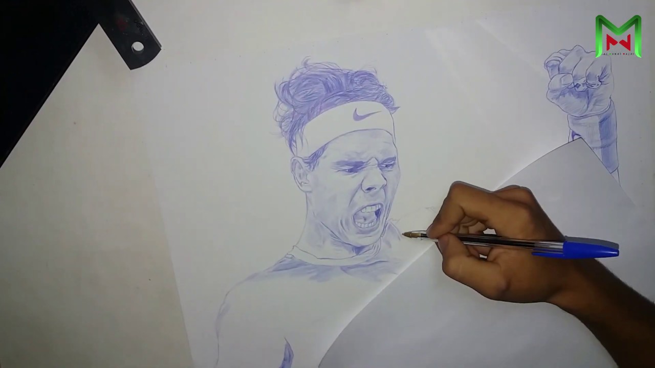 rafael nadal | | ballpoint pen drawing tutorial - YouTube