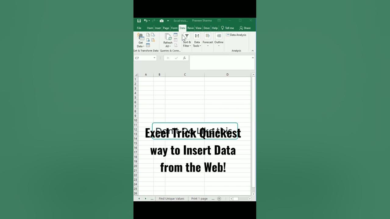 Excel Trick Quickest way to Insert Data from the Web! - YouTube