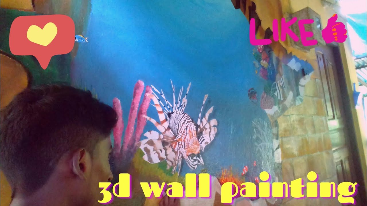 3D wall painting fish aquarium - YouTube