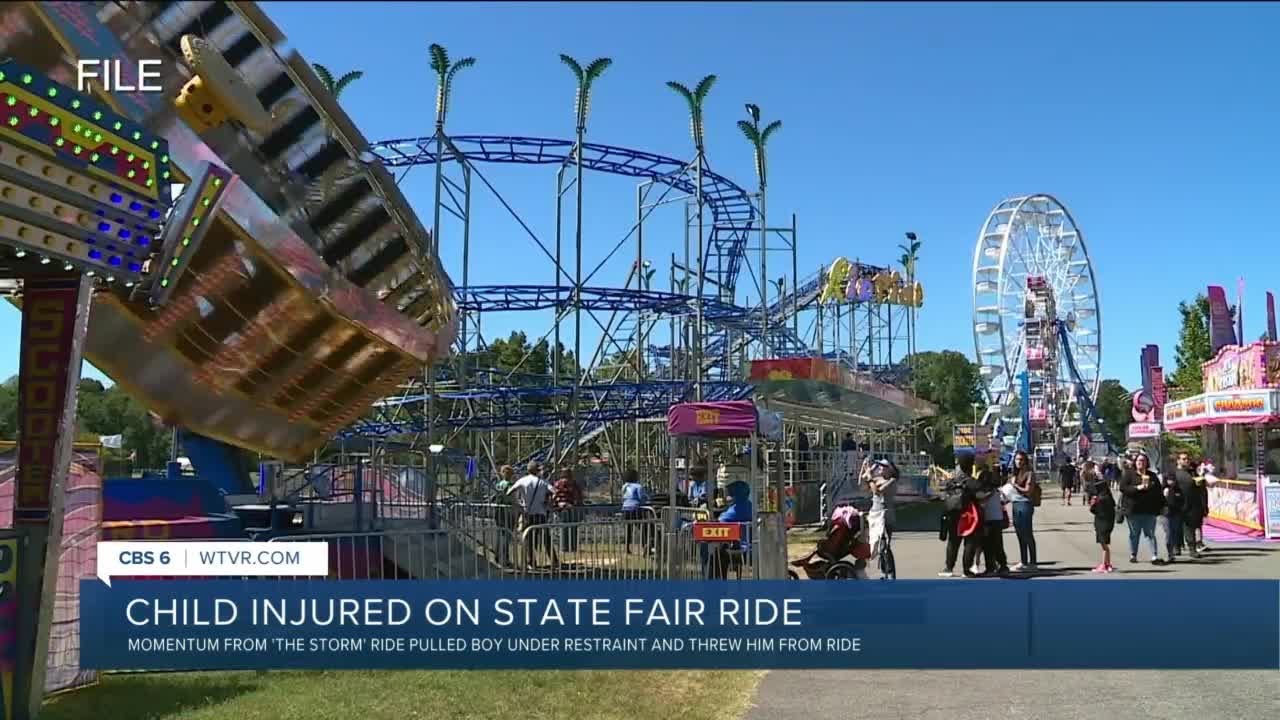 Boy injured on 'The Storm' ride at State Fair of Virginia - YouTube