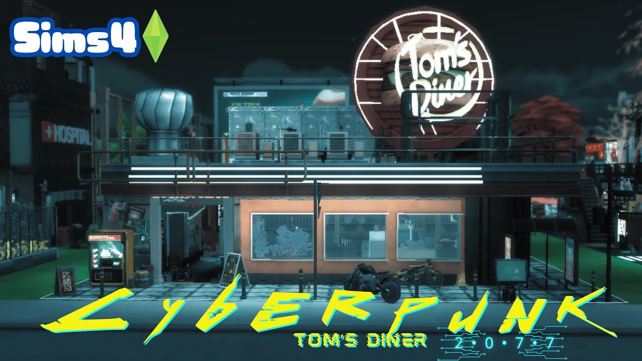 [Cyberpunk2077] Tom's Diner - Night City | Sims 4 Build Tour - YouTube