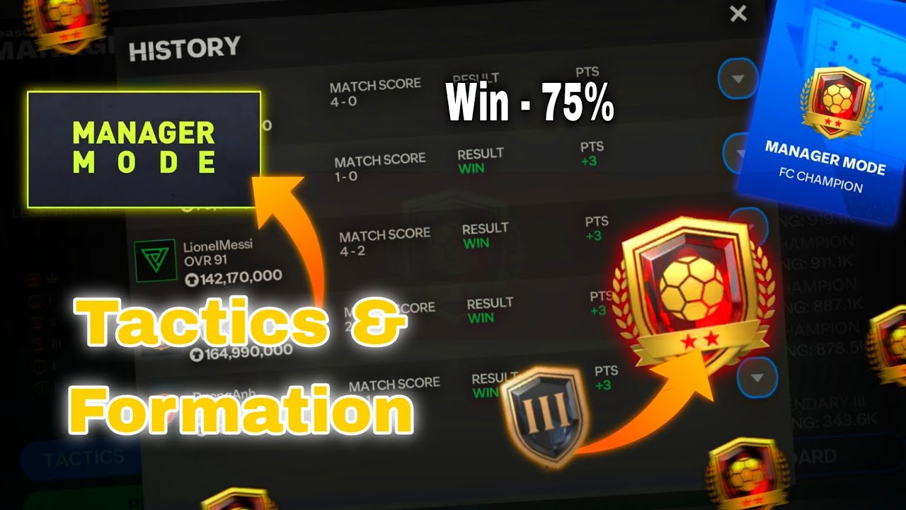 BEST MANAGER MODE TACTICS IN FC MOBILE | NEW BEST TACTICS, FORMATION ...