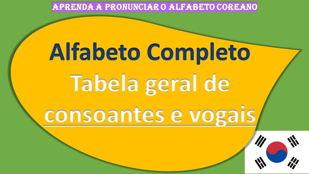 Alfabeto Coreano Completo Tabela geral de consoantes e vogais - YouTube
