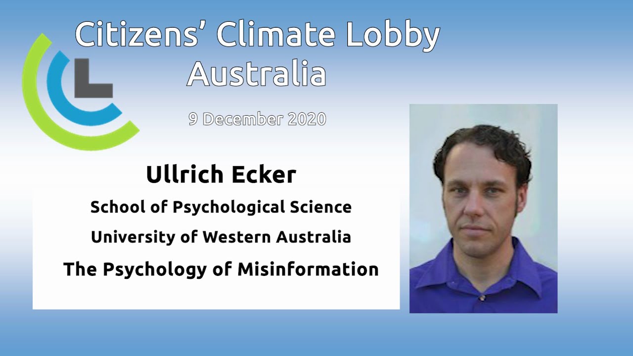 ULLRICH ECKER. The Psychology of Misinformation - YouTube