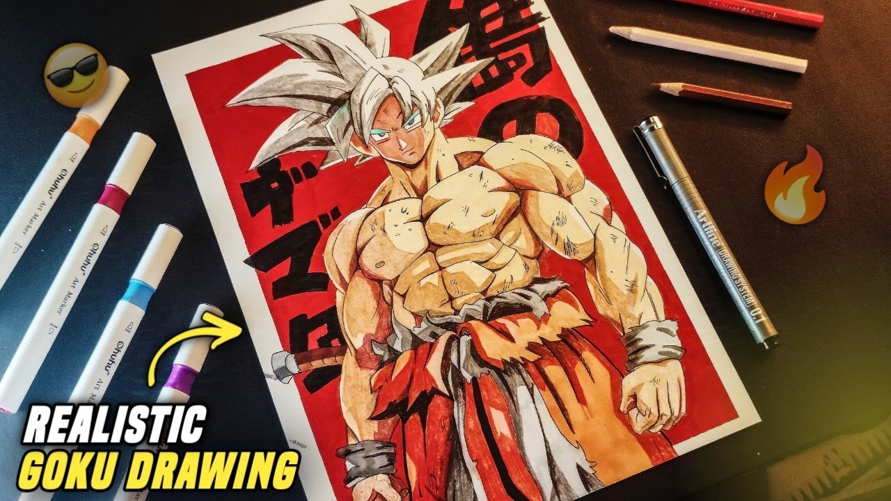 Realistic Goku Drawing With Colour Pencils 🔥 || Mavek Arts - YouTube