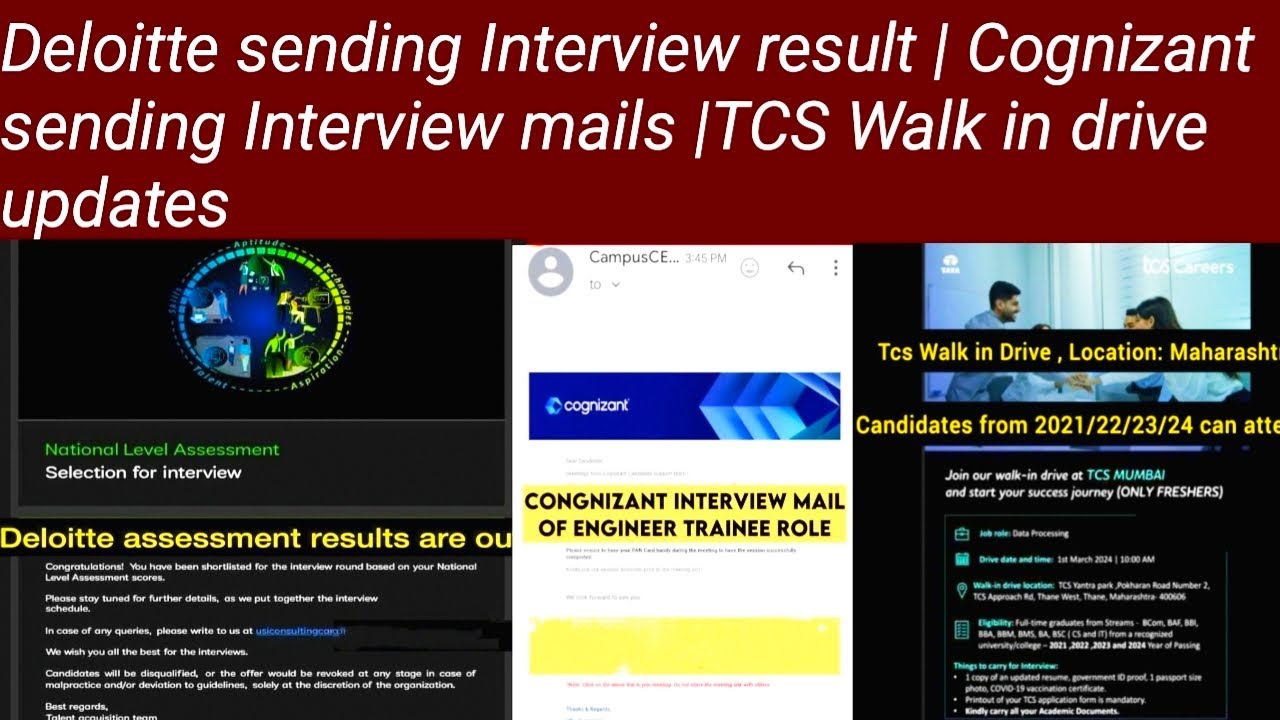 Deloitte Interview mails | Cognizant interview mails | TCS walk in ...