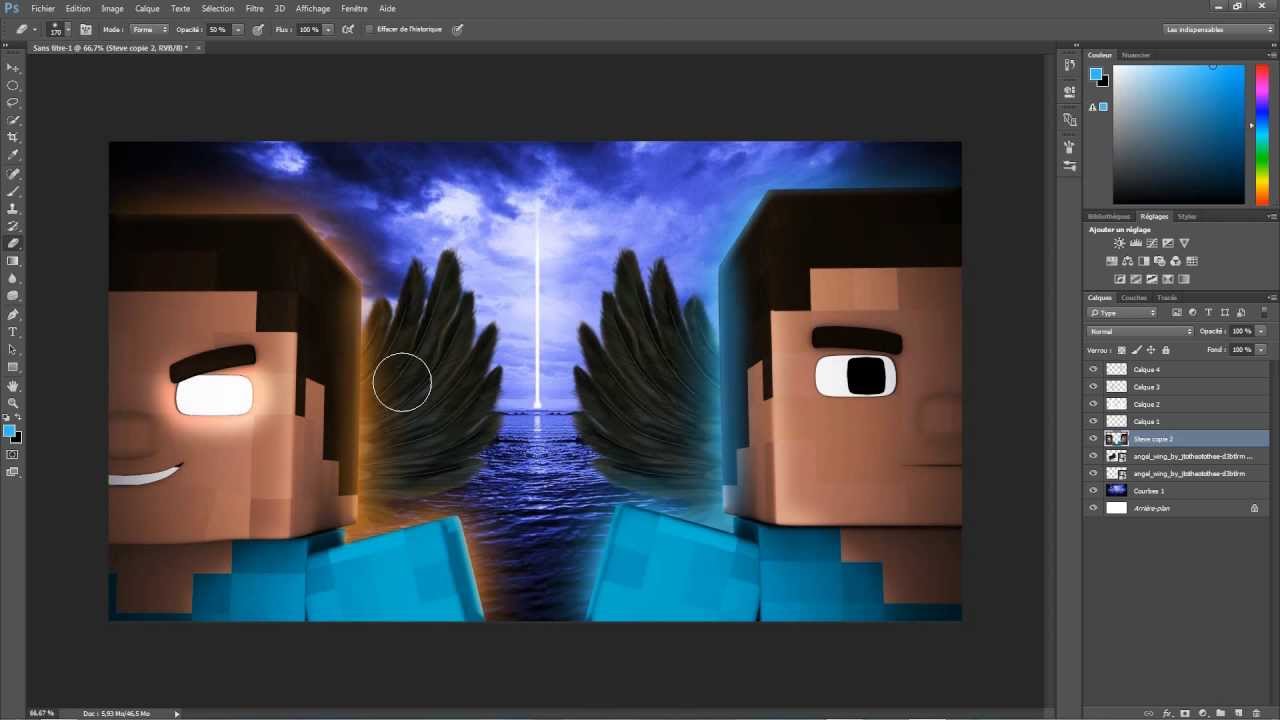 Minecraft Speed Art #2 : Face to Face! (Blender-Photoshop) - YouTube