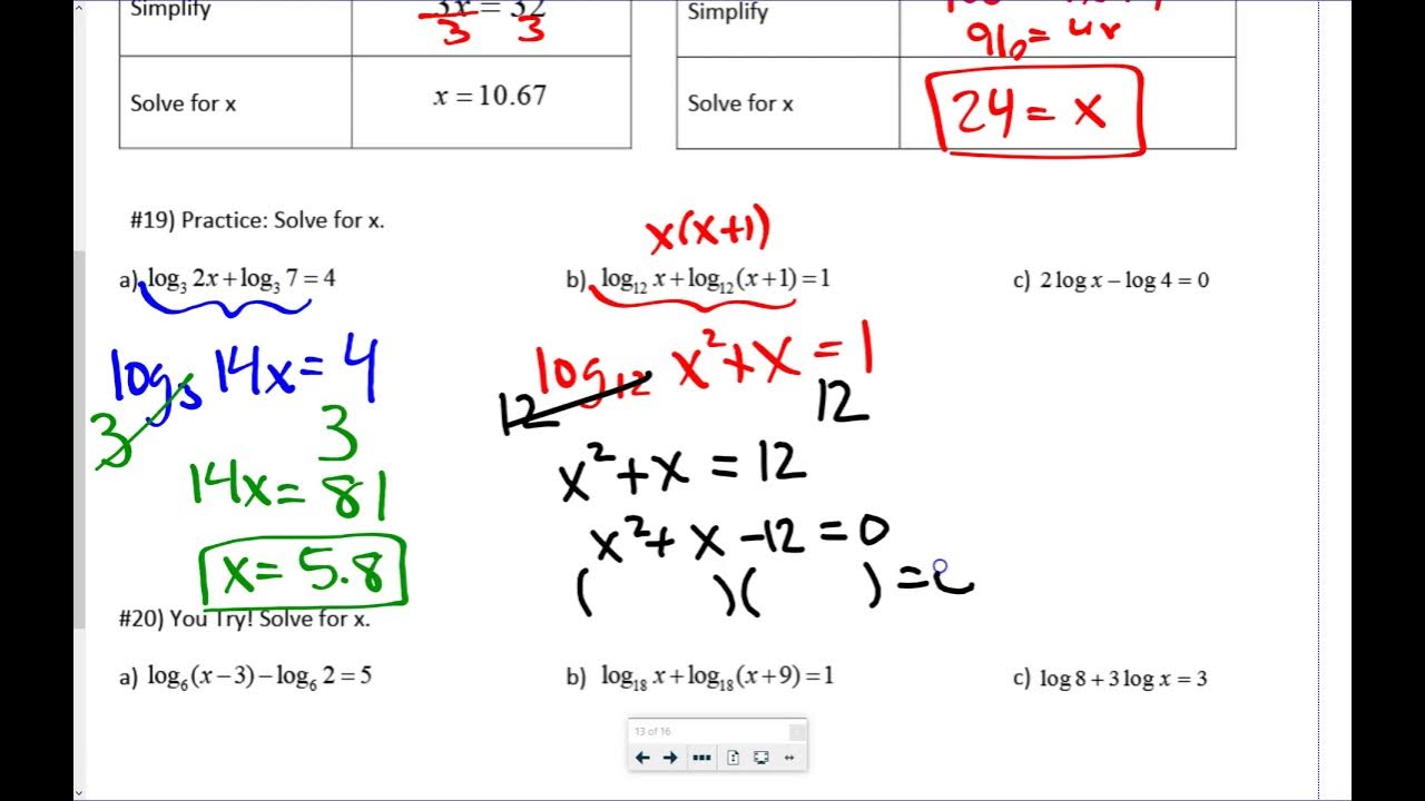 Alg 2_ Solving Logarithm Equations - YouTube