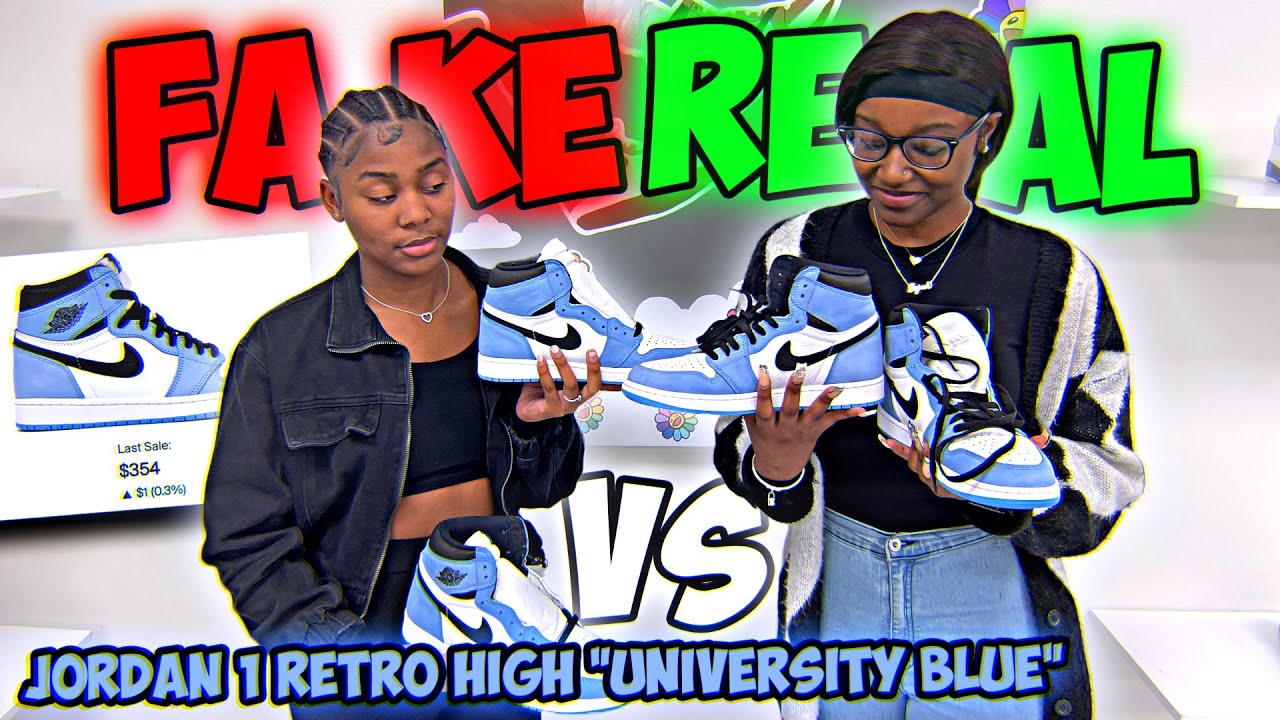 JORDAN 1 RETRO "UNIVERSITY BLUE" REAL VS FAKE - YouTube