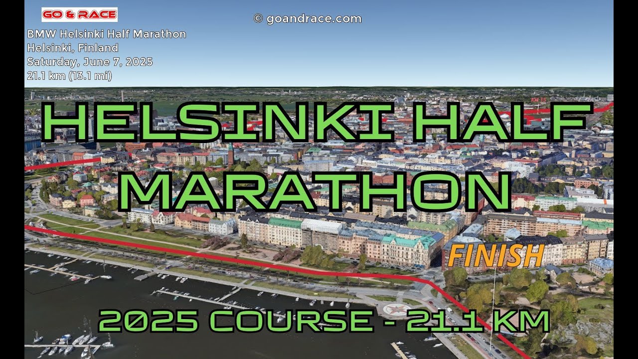 BMW Helsinki Half Marathon (2025): fly over the half-marathon course ...