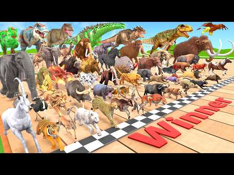 The Ultimate Race 50 Wild Animals Vs T-Rex Dinosaur Speed Challenge: Who is The Fastest Animal? ARBS