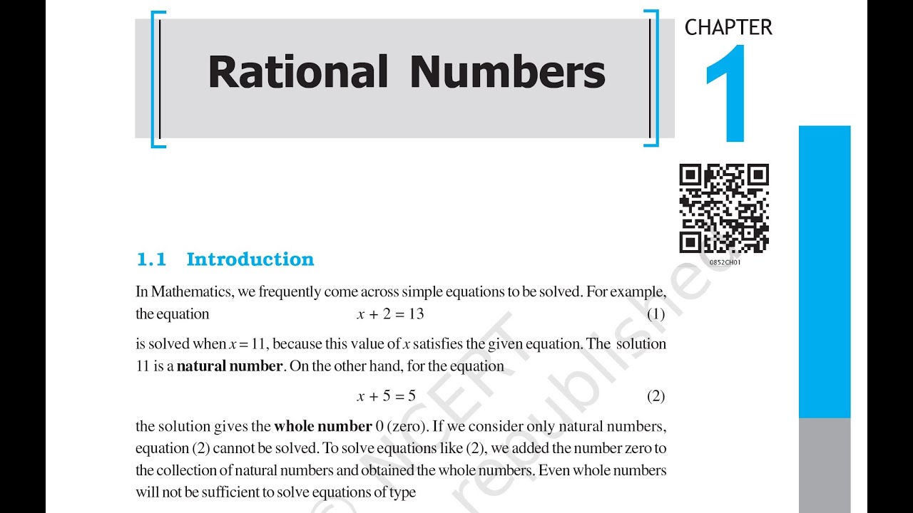 Rational numbers l Class 8 l Chapter 1 l CBSE NCERT - YouTube