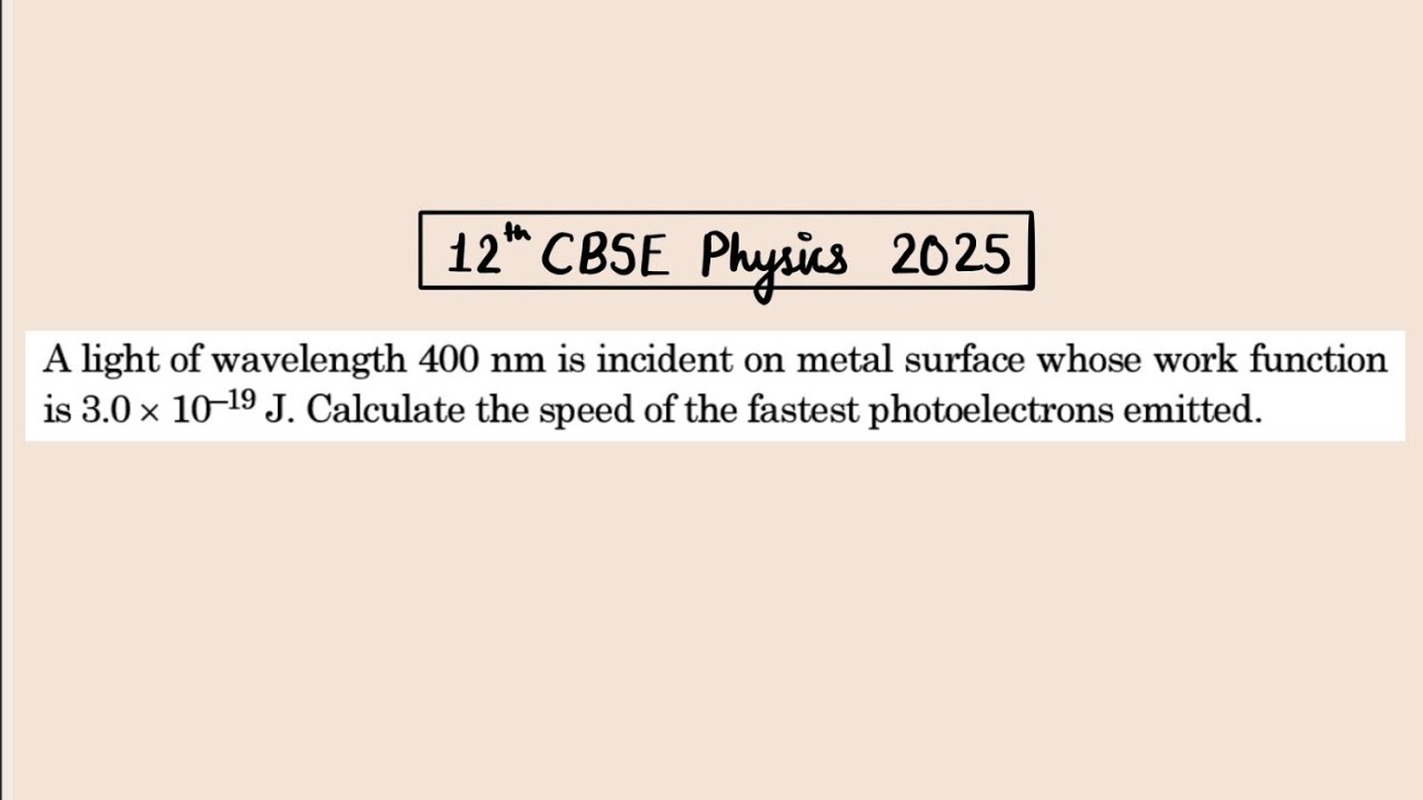 XII Physics 2025 A light of wavelength 400 nm is incident on metal ...