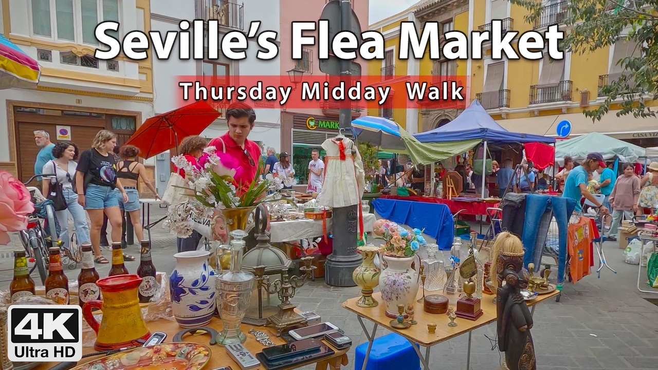 👢 Seville's Old Flea Market in Feria street 🗝️ Alameda and Mercado 🍺 4K ...