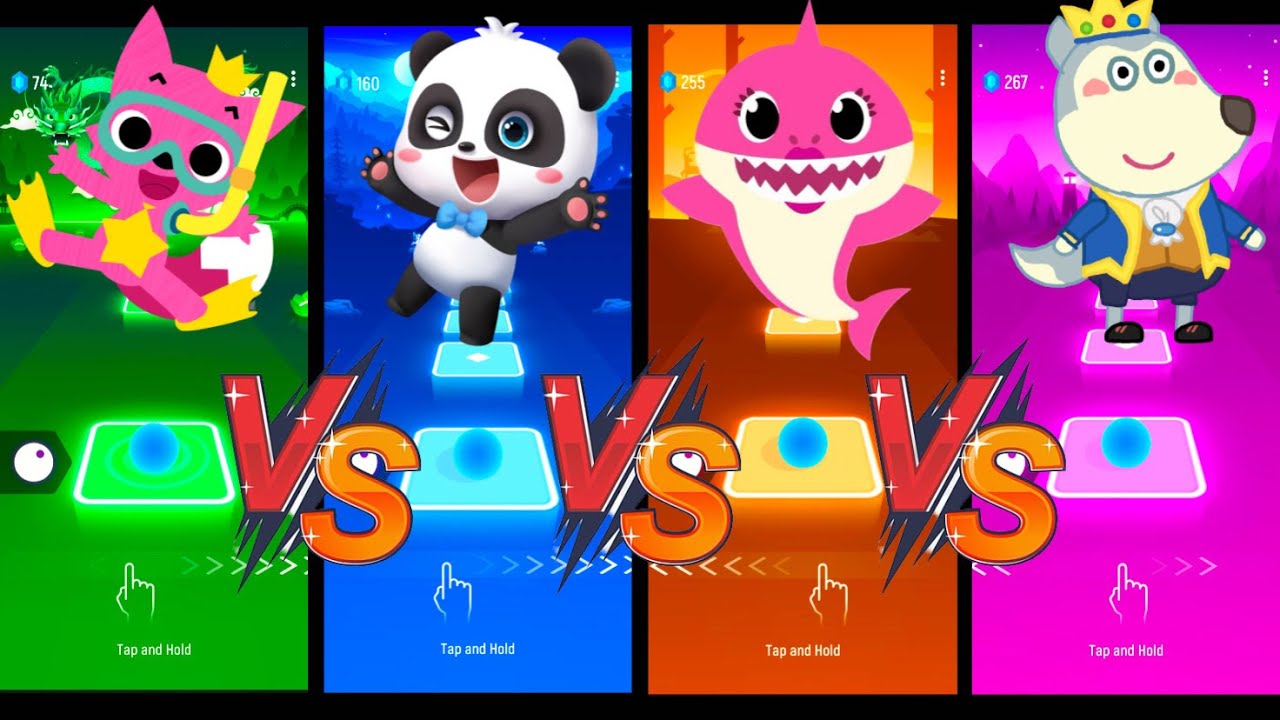 Pinkfong VS BabyBus VS Baby Shark VS Wolfoo | Tiles Hop EDM Rush! - YouTube