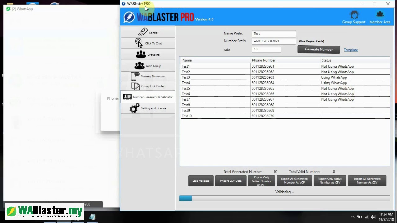 WABlaster MY WhatsApp Phone Number Generator Demo - YouTube