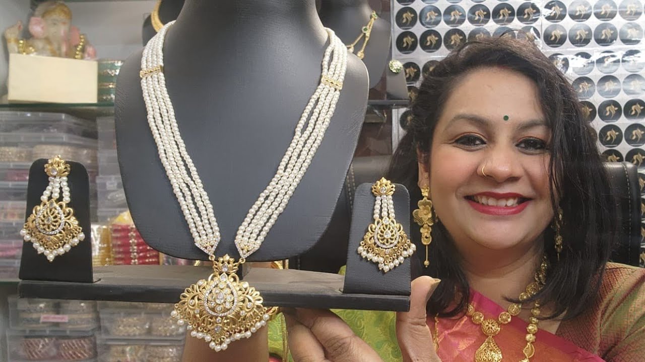 2gm gold plated gold jadau long haar set designs k latest design gold ...