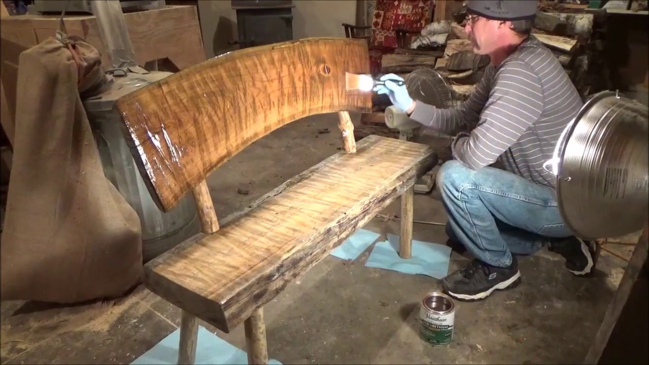 THE WORKSHOP. Log Slab Bench. It is done. - YouTube