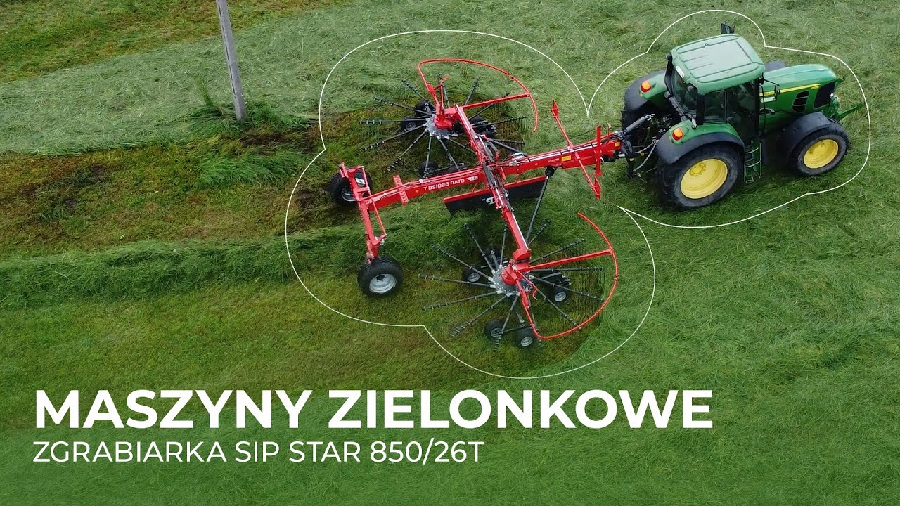 MASZYNY ZIELONKOWE: zgrabiarka SIP STAR 850/26T - YouTube