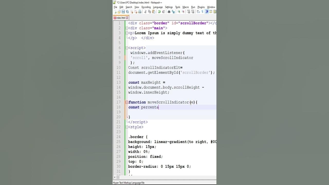 How To Make Page Scroll Progress Bar Javascriptshorts Javascripttutorials Javascript Css3