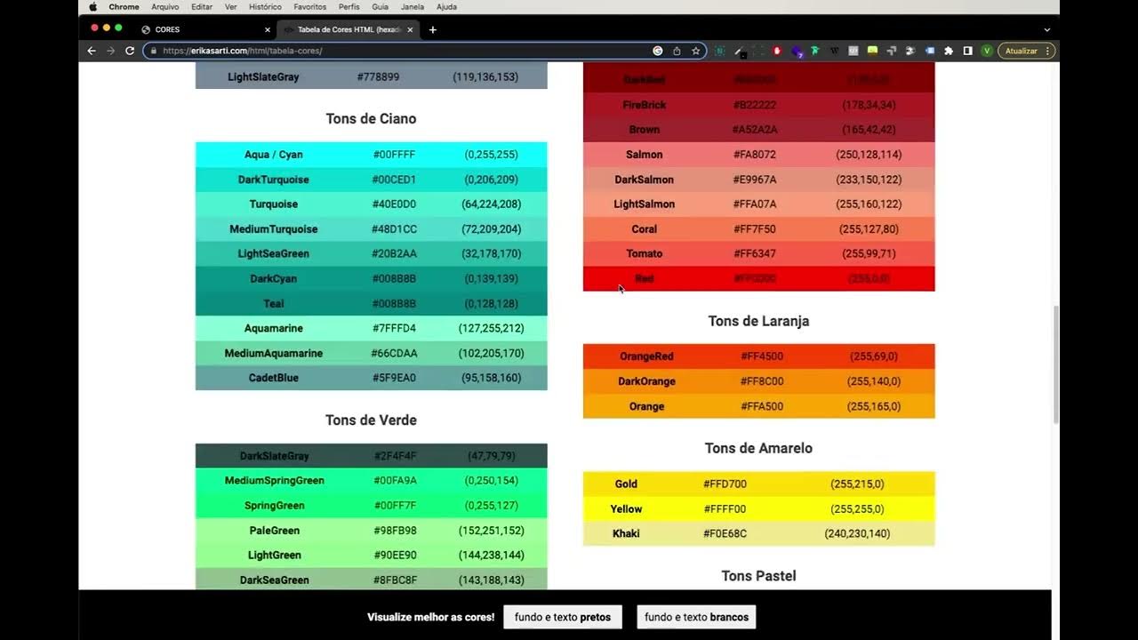 10 CORES HTML e CSS - YouTube