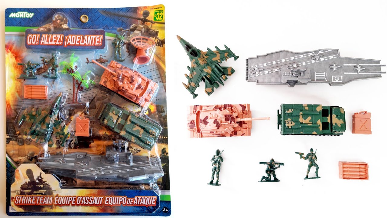 Set de juguetes militares: Soldaditos de plástico, vehículos y ...