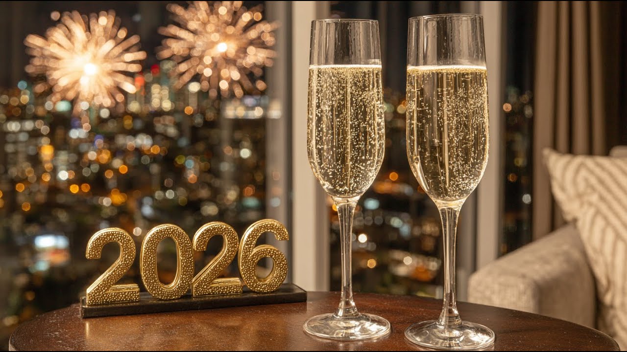 New Year’s Eve 2026 🥂 Champagne & Fireworks | Elegant Party Background ...