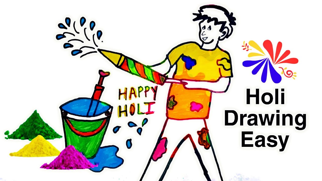 Holi Drawing Easy method 🎨Holi Drawing Step By Step🎨 Holi Drawing for ...