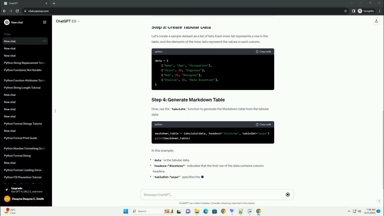 python generate markdown table - YouTube
