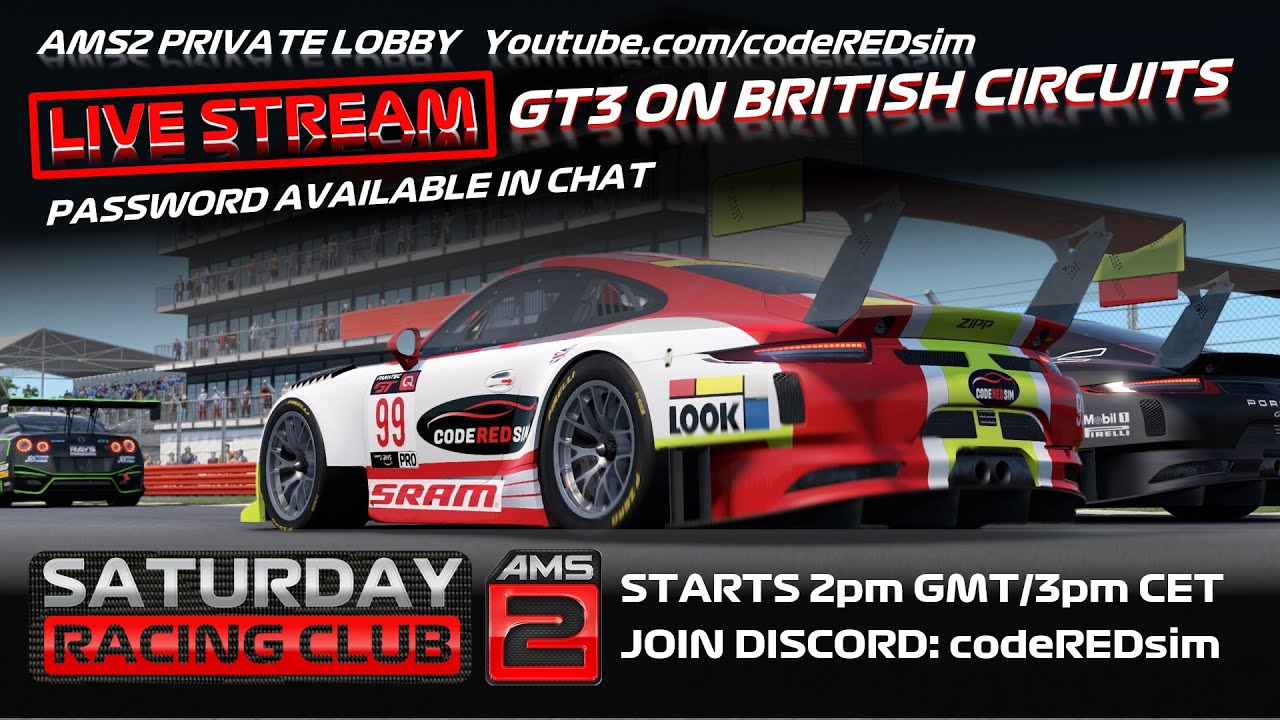 Live Stream: AMS2 Saturday Racing Club - GT3 On British Circuits - YouTube