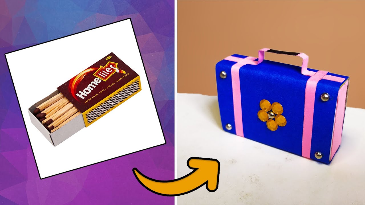 Diy Mini suitcase bag from matchbox | How to make paper bag | Origami ...