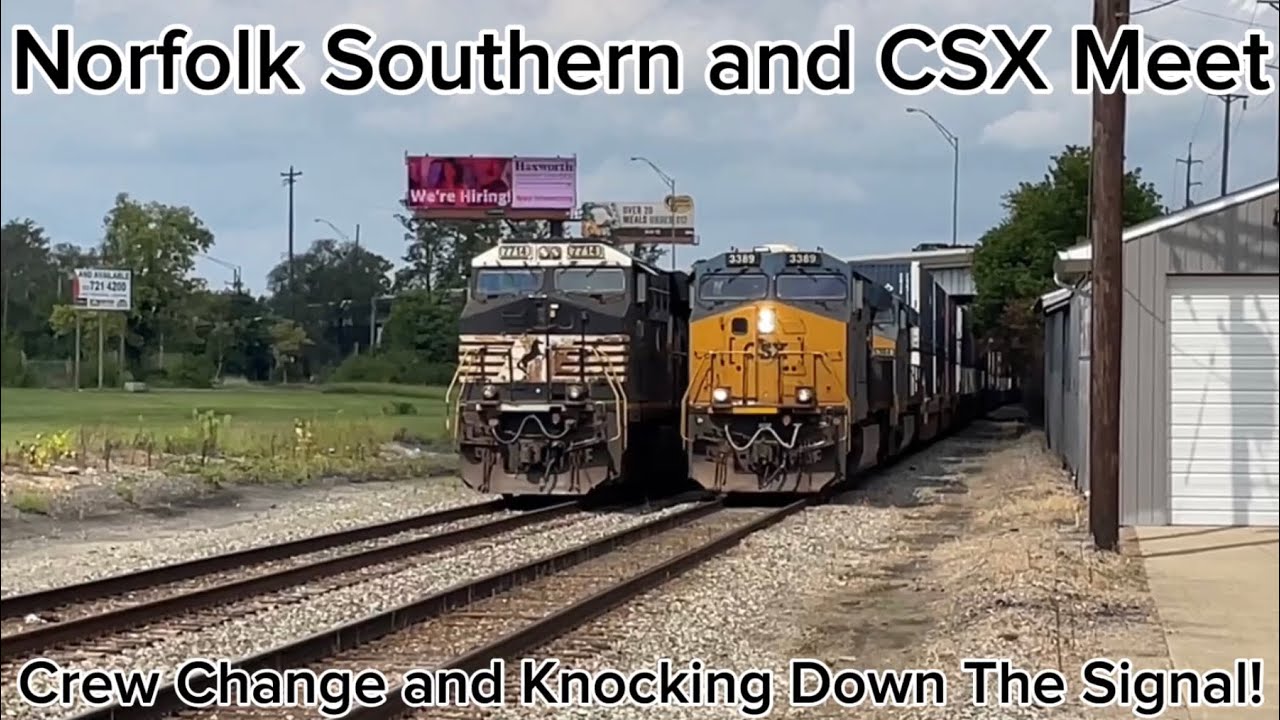 Norfolk Southern and CSX Meet. Crew Interchange, Train Horn Show. Train ...