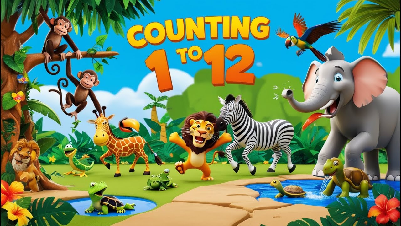 Counting 1-12 With Jungle Animals - Fun Kids Songs With Animals - YouTube