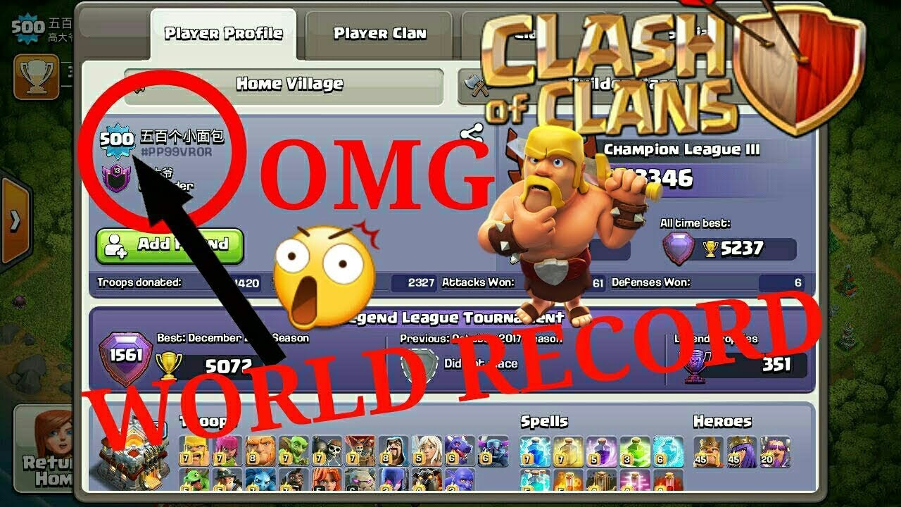 Clash Of Clans - FIRST LEVEL 500 WORLD (RECORD IN COC) / BUY SHE IS ...