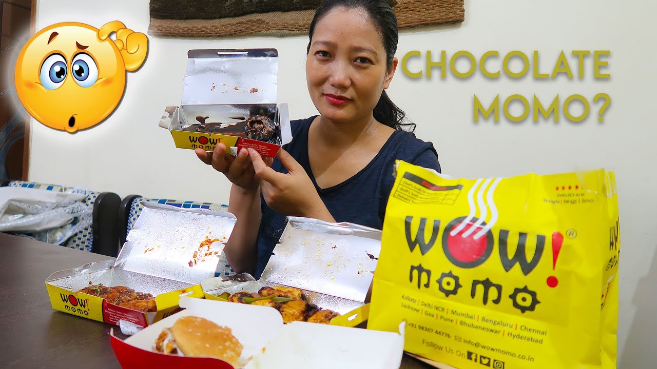 CHOCOLATE MOMO? | Tasting Momo from WOW! Momo | Chicken MOBURG - YouTube