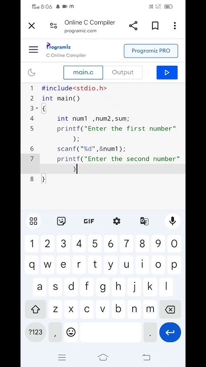 Addition Of Two Numbers C Language Tutorialclanguage Programming Youtube