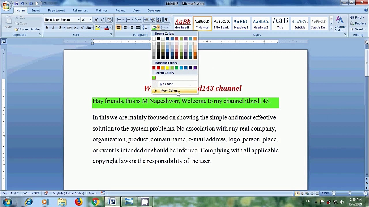 Word 2007 How To Shade Text Or Paragraphs In Word YouTube Word 2007 How To Shade Text Or Paragraphs In Word YouTube