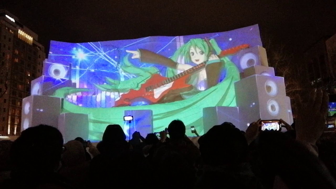 [1080p60fps] Hatsune Miku & Toyama Kasumi Projection Mapping Show - YouTube