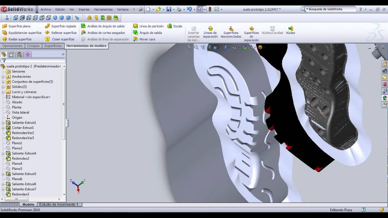 solidworks diseño de moldes calzado.wmv - YouTube