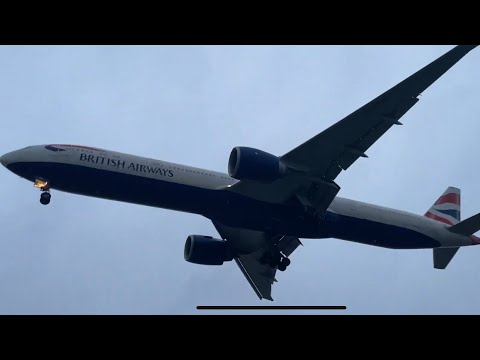 British Airways Boeing 777 VERY LOW Landing at London Heathrow Airport 27L