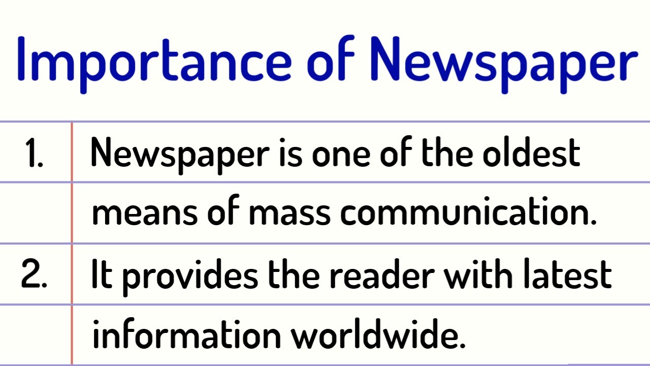 Importance of Newspaper Essay 10 Lines || Importance of Newspaper Essay ...