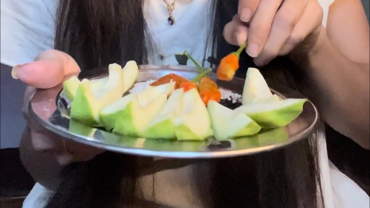 Raw Mango With Salt Sugar and Chilly - YouTube