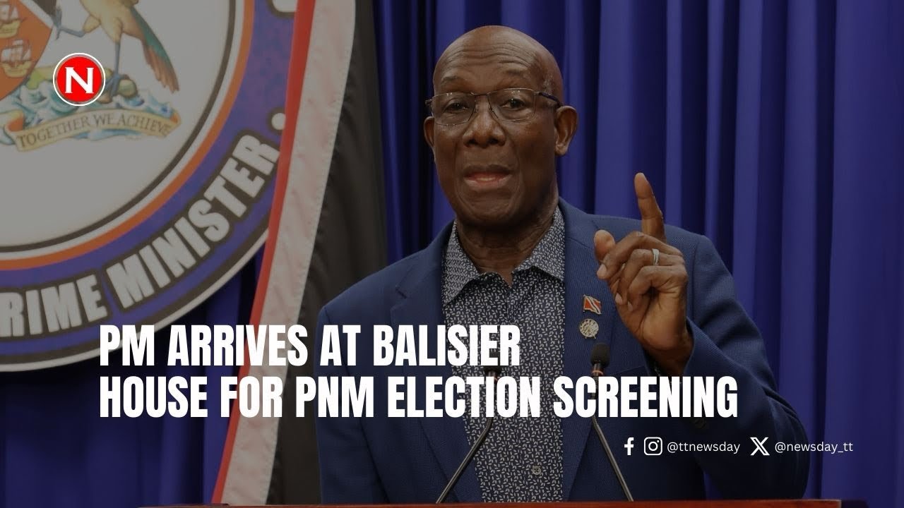 PM arrives at Balisier House for PNM election screening - YouTube