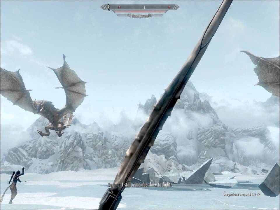Skyrim - Frozen Lake Battle - YouTube