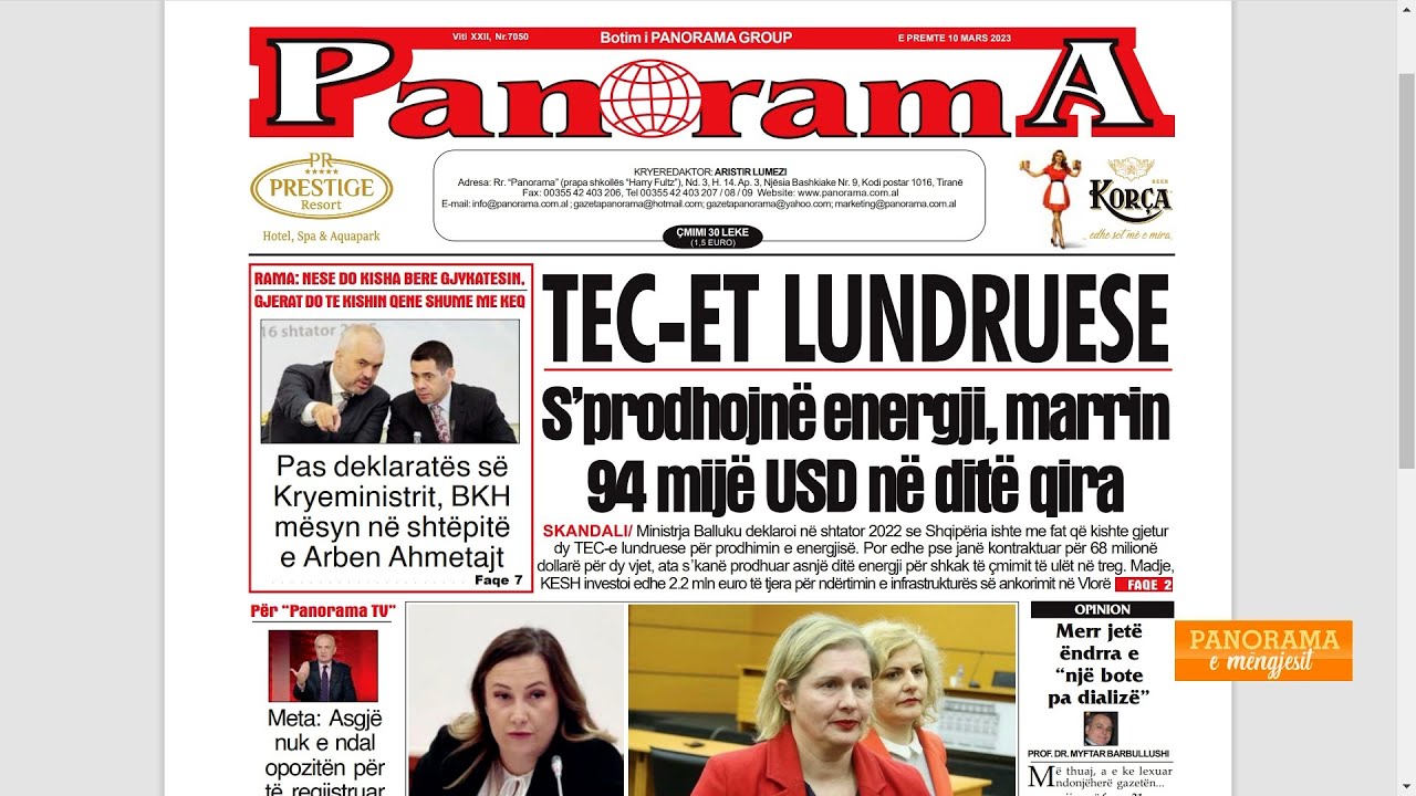 "Shtypi i ditës" në Panorama Television (10 mars, 2023) - YouTube