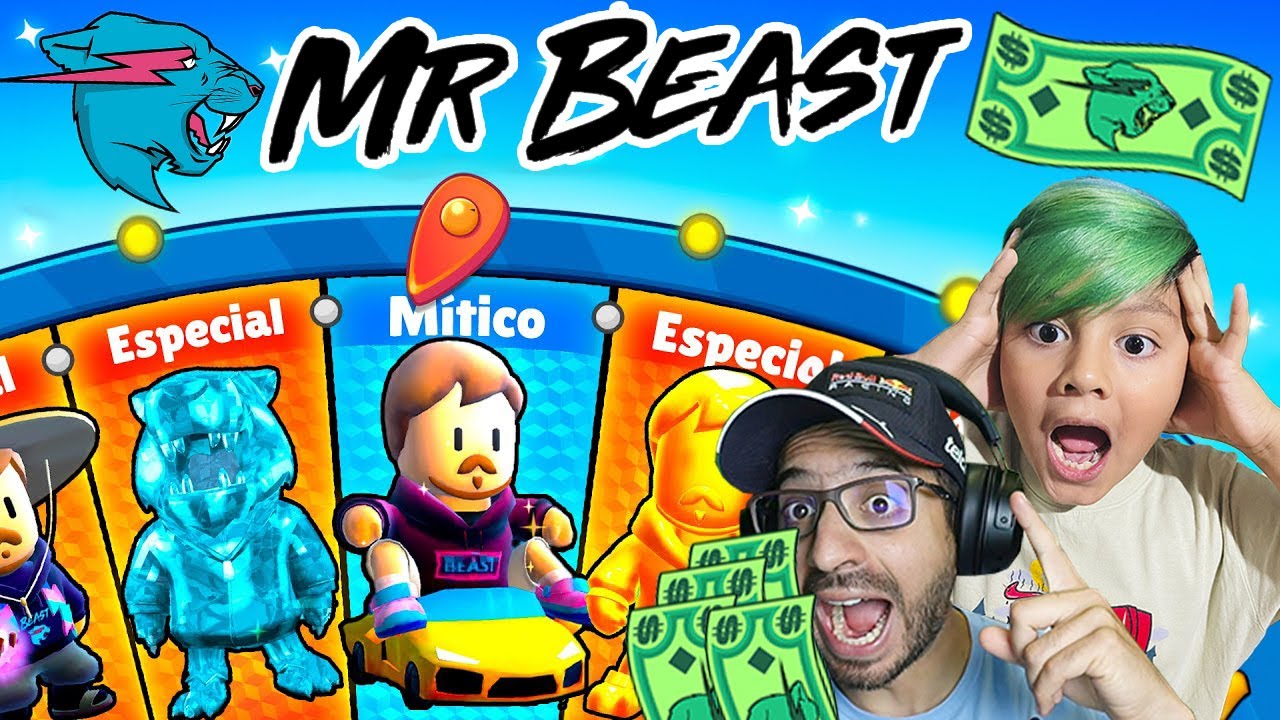 DESBLOQUEAMOS A MR BEAST en Stumble Guys | 100 Ruletas de Mr Beast en ...