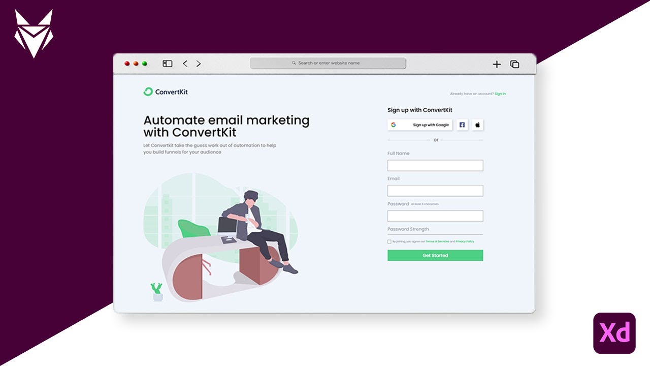 Sign Up Page with cool Prototyping techniques || ADOBE XD || FOX ...