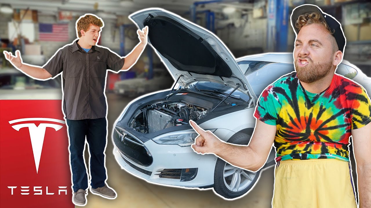 Putting an Engine in My Tesla and Taking It to Get an Oil Change - YouTube