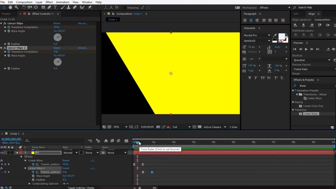 AFTER EFFECTS: CRIANDO UMA TRANSIÇÃO COM LINEAR WIPE - YouTube